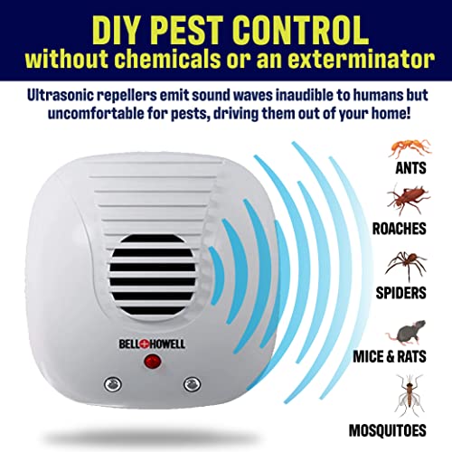 Bell + Howell Ultrasonic Pest Repeller Home Kit (Pack of 3), Ultrasonic Pest Repeller, Pest Repellent Dust to Dawn Sensor for Home, Bedroom, Office, Kitchen, Safe for Human and Pet