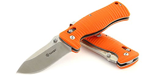 Ganzo G720-OR Tactical Pocket Folding Knife 440C Stainless Steel Blade G10 Anti-Slip Handle with Clip Fishing Hunting Outdoor Folder EDC Pocket Knife (Orange)