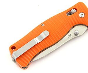 Ganzo G720-OR Tactical Pocket Folding Knife 440C Stainless Steel Blade G10 Anti-Slip Handle with Clip Fishing Hunting Outdoor Folder EDC Pocket Knife (Orange)