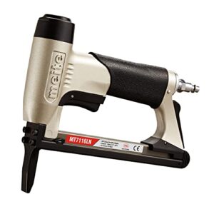 meite mt7116ln pneumatic upholstery stapler 22 gauge 71 series 3/8" crown 1/4" to 5/8" length long nose stapler industrial fine wire stapler