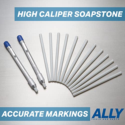 ALLY Tools Two Round Soapstone Holder with 14 Welding Quality Round Soapstone Pens Refills for Welders - Perfect for Making Removable Markings on Steel, Aluminum, and Cast Iron