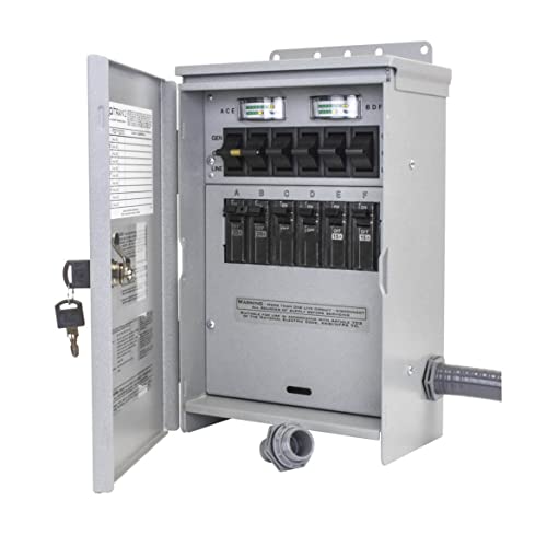 R206A Pro/Tran2 Outdoor 20-Amp 6-Circuit 2 Manual Transfer Switch with L14-20 Power Inlet