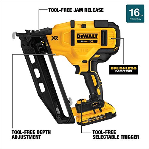 DEWALT 20V MAX* XR Finish Nailer, Angled, 16GA (DCN660D1)