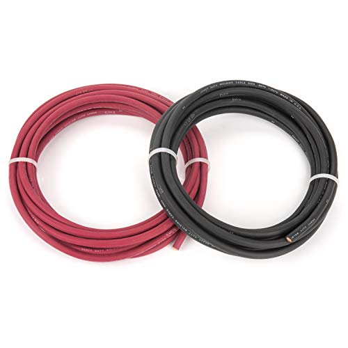 EWCS 4 Gauge Premium Extra Flexible Welding Cable 600 Volt 25 Feet Each Black+Red