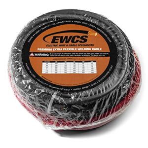 EWCS 4 Gauge Premium Extra Flexible Welding Cable 600 Volt 25 Feet Each Black+Red