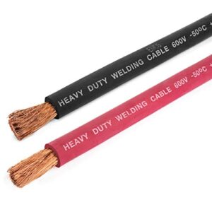 EWCS 4 Gauge Premium Extra Flexible Welding Cable 600 Volt 25 Feet Each Black+Red