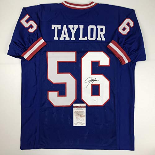 Autographed/Signed Lawrence Taylor New York Blue Football Jersey JSA COA