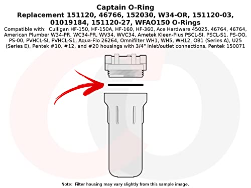 Captain O-Ring - Replacement 151120 O-Ring compatible with Pentek Water Filter Housing (3 Pack) [also called 152030, W34-OR, WFAO150, etc)