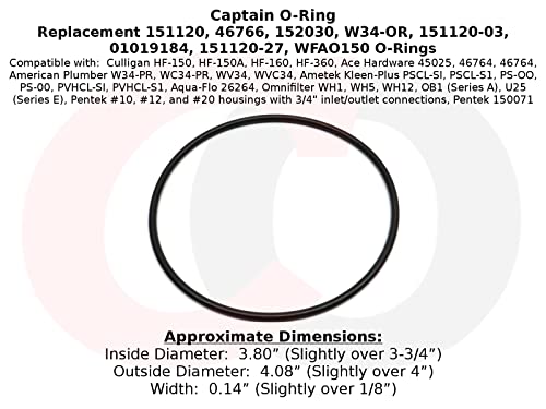 Captain O-Ring - Replacement 151120 O-Ring compatible with Pentek Water Filter Housing (3 Pack) [also called 152030, W34-OR, WFAO150, etc)