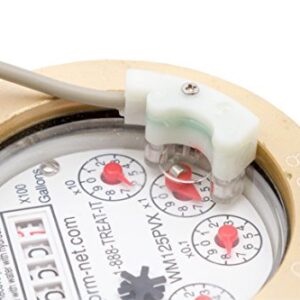 PRM 1-1/4 Inch NPT Multi Jet Water Meter with Pulse Output, Brass Body - Not for Potable Water