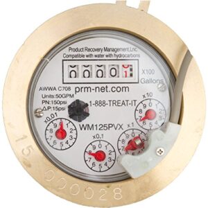 PRM 1-1/4 Inch NPT Multi Jet Water Meter with Pulse Output, Brass Body - Not for Potable Water