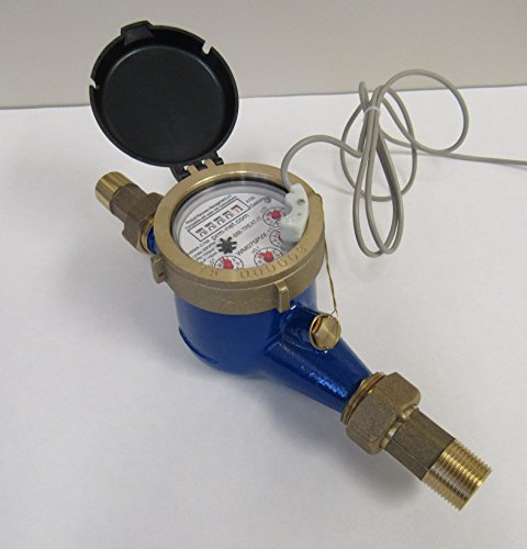 PRM 3/4 Inch NPT Multi Jet Water Meter with Pulse Output, Brass Body - Not for Potable Water