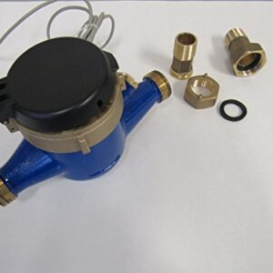 PRM 3/4 Inch NPT Multi Jet Water Meter with Pulse Output, Brass Body - Not for Potable Water