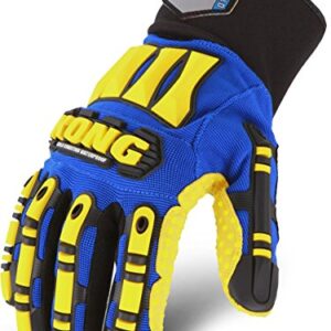 Ironclad unisex adult Work Gloves KONG INSULATED WATERPROOF, Blue/Yellow, Large Pack of 1 US