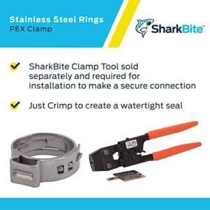 SharkBite 1/2 Inch Clamp Ring, Pack of 100, Stainless Steel Plumbing Fitting, PEX Pipe, PE-RT, UC953CP100