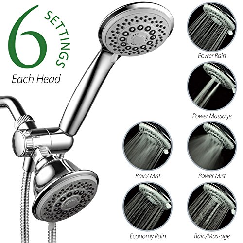 AquaStorm by HotelSpa 30-Setting SpiralFlo 3-Way HIGH PRESSURE Luxury Shower Head/Handheld Showerhead Combo with Water Saving Economy Mode/Chrome