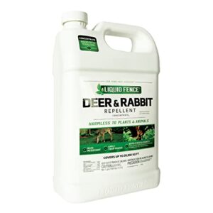 Liquid Fence Deer and Rabbit Repellent Concentrate, Repels Deer and Rabbits in Garden, Harmless to Plants and Animals When Used & Stored as Directed, 1 Gallon