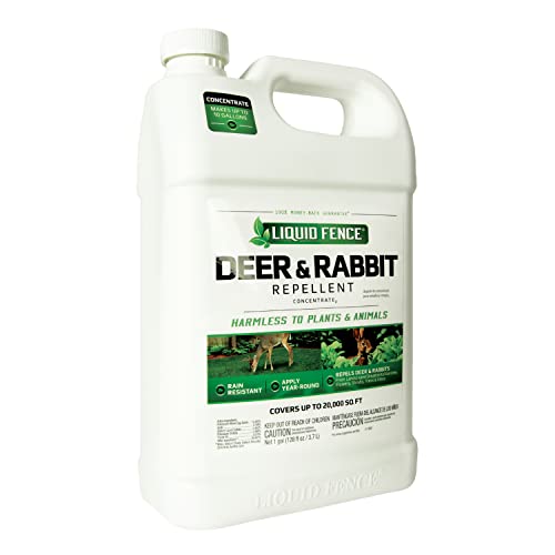 Liquid Fence Deer and Rabbit Repellent Concentrate, Repels Deer and Rabbits in Garden, Harmless to Plants and Animals When Used & Stored as Directed, 1 Gallon