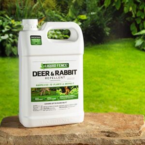 Liquid Fence Deer and Rabbit Repellent Concentrate, Repels Deer and Rabbits in Garden, Harmless to Plants and Animals When Used & Stored as Directed, 1 Gallon