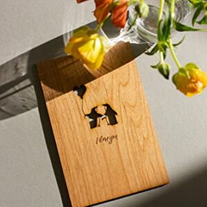 Penguin Love Wood Wedding Anniversary Card for Wife Husband [Happy Birthday Penguin Gifts for Him Her Couple, Valentine's Day Card for Boyfriend Girlfriend, Made in the USA]