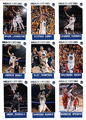 2015-16 Panini NBA Hoops Golden State Warriors Veterans Team Set of 9 Cards: Andre Iguodala, Harrison Barnes, Marreese Speights, Andrew Bogut, Klay Thompson, Draymond Green, Shaun Livingston, Stephen Curry, Leandro Barbosa in Protective Snap Case