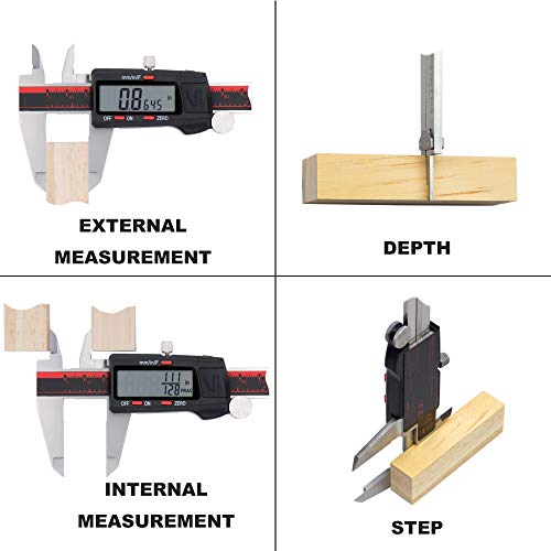 VINCA DCLA-0605 0-6 Inch/150mm Electronic Digital Vernier Caliper Inch/Millimeter/Fraction Stainless Steel Large LCD Screen Measuring Tool