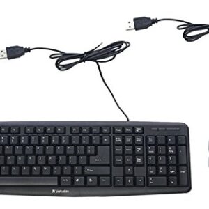 Verbatim Slimline Wired Keyboard and Mouse Combo USB Plug-and-Play Numeric Keypad Adjustable Tilt Legs Optical Corded Mouse Full-Size Computer Keyboard Compatible with PC, Laptop - FFP Packaging Black