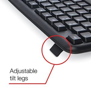 Verbatim Slimline Wired Keyboard and Mouse Combo USB Plug-and-Play Numeric Keypad Adjustable Tilt Legs Optical Corded Mouse Full-Size Computer Keyboard Compatible with PC, Laptop - FFP Packaging Black