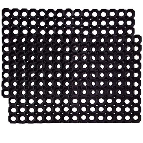 SafetyCare Interlocking Rubber Drainage Floor Mat - Anti-Fatigue - 24 x 16 inches - 2 Mats