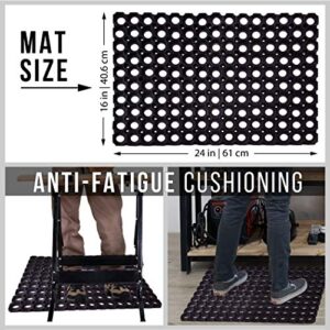 SafetyCare Interlocking Rubber Drainage Floor Mat - Anti-Fatigue - 24 x 16 inches - 2 Mats