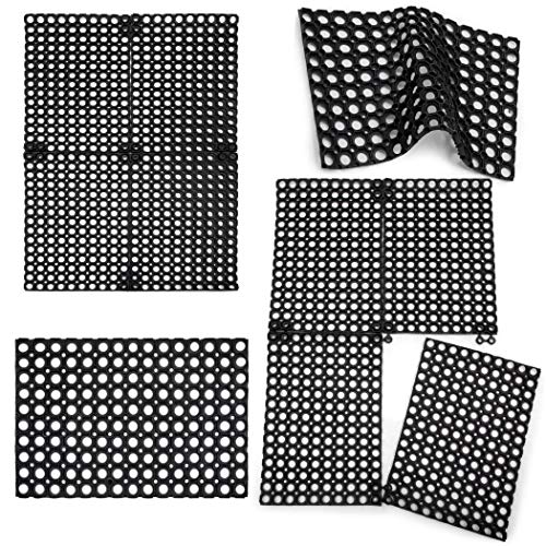 SafetyCare Interlocking Rubber Drainage Floor Mat - Anti-Fatigue - 24 x 16 inches - 2 Mats