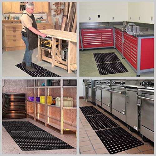 SafetyCare Interlocking Rubber Drainage Floor Mat - Anti-Fatigue - 24 x 16 inches - 2 Mats