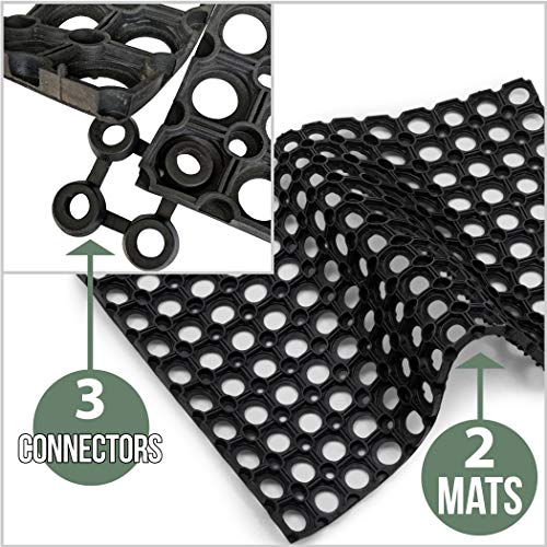 SafetyCare Interlocking Rubber Drainage Floor Mat - Anti-Fatigue - 24 x 16 inches - 2 Mats