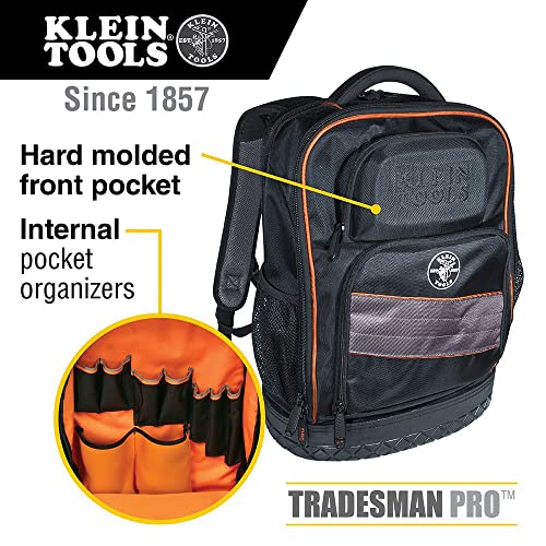 Klein Tools 55439BPTB Laptop Backpack / Tool Bag, Water Resistant Technician Backpack, Padded for 3-Inch Thick Laptop or Tablet, 25 Pockets