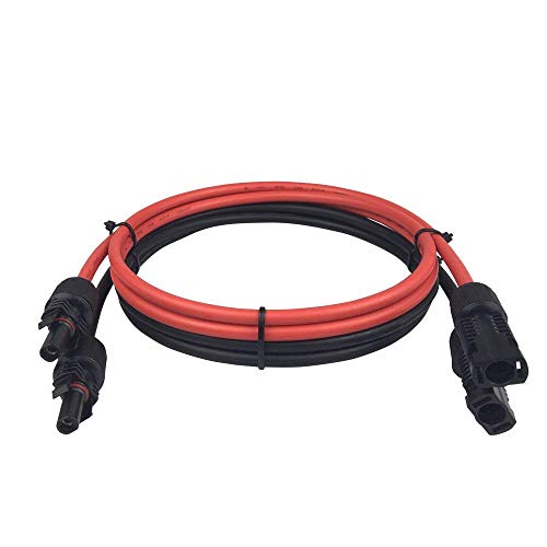 HQST 5 Feet 12AWG Solar Extension Cable with Female and Male Connector Solar Panel Adaptor Kit Tool (5FT Red + 5FT Black)