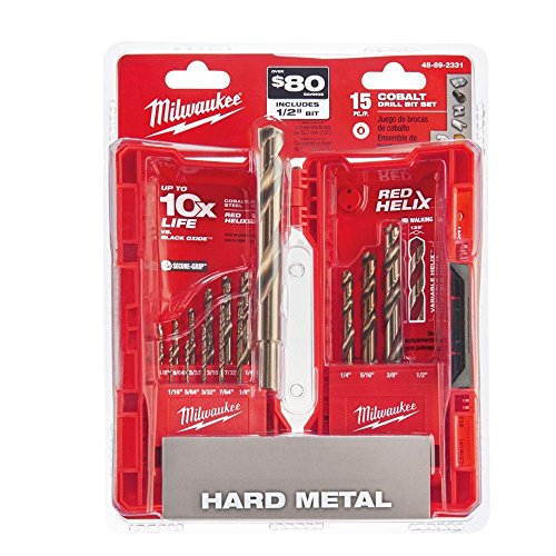 Milwaukee 48-89-2331 15-Piece Cobalt Red Helix Secure Grip Drill Bit Set w/ Hard Plastic Foldout Storage Case