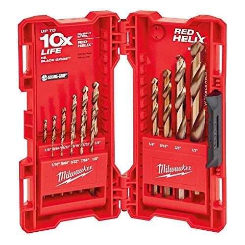 Milwaukee 48-89-2331 15-Piece Cobalt Red Helix Secure Grip Drill Bit Set w/ Hard Plastic Foldout Storage Case