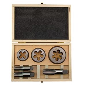 6PC 1/4" 3/8" 1/2" STEEL TAP & DIE TOOL THREADER THREAD KIT PIPE THREADING