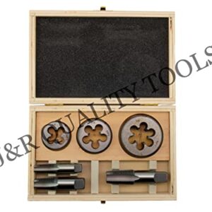 6PC 1/4" 3/8" 1/2" STEEL TAP & DIE TOOL THREADER THREAD KIT PIPE THREADING