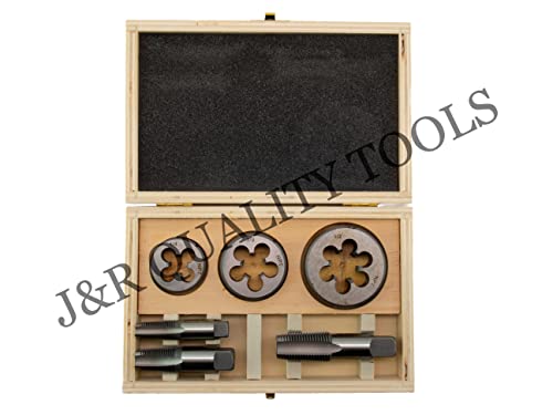 6PC 1/4" 3/8" 1/2" STEEL TAP & DIE TOOL THREADER THREAD KIT PIPE THREADING