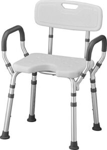 nova medical products shower & bath chair with back & arms & hygienic design, white, 1 count