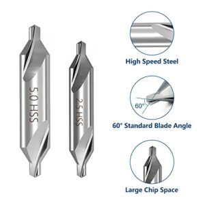 6 PCS HSS Center Drill Bits Set Combined Countersinks Tool 60 Degree Angle Lathe Mill Metalworking 5/3/2.5/2/1.5/1mm