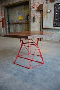 modern hexagon dining table with extension top in walnut and steel