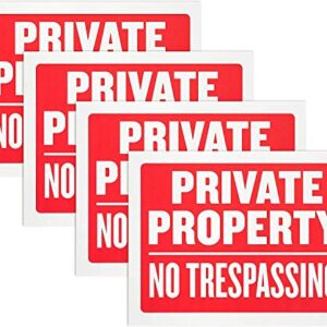 Vanitek 8 Pack Private Property No Trespassing Sign 9 x 12 Inch Weatherproof, Water Resistant, Easy to Mount, Durable Ink, Indoor and Outdoor Keep, for Home Safety & Privacy