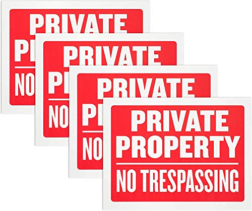 Vanitek 8 Pack Private Property No Trespassing Sign 9 x 12 Inch Weatherproof, Water Resistant, Easy to Mount, Durable Ink, Indoor and Outdoor Keep, for Home Safety & Privacy