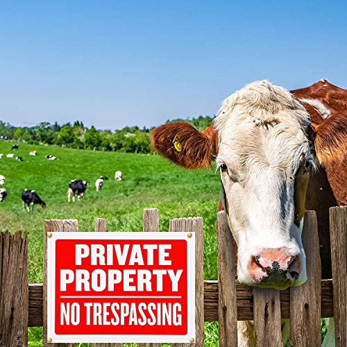 Vanitek 8 Pack Private Property No Trespassing Sign 9 x 12 Inch Weatherproof, Water Resistant, Easy to Mount, Durable Ink, Indoor and Outdoor Keep, for Home Safety & Privacy