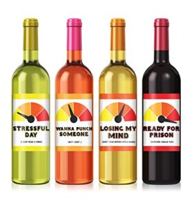 stressful day wine label set - set of 4 - exactly like photo