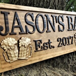 Personalized Bar Sign Custom Carved Wood Sign Personalized Wood Sign Groomsmen Gift Cabin Sign Man Cave Sign Pub Rustic Home Decor Housewarming Gift Wine Cellar Beer Basement Bar Decor