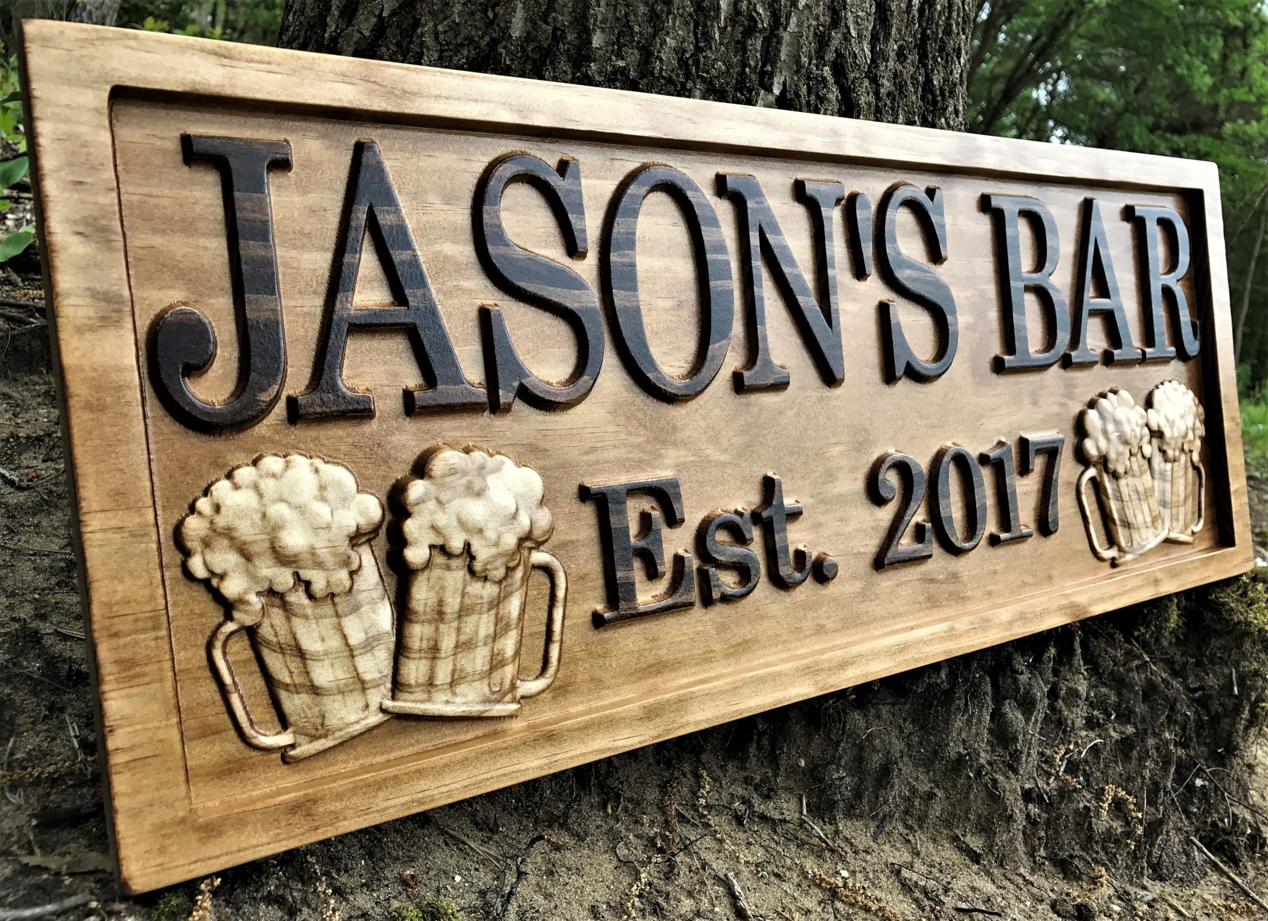 Personalized Bar Sign Custom Carved Wood Sign Personalized Wood Sign Groomsmen Gift Cabin Sign Man Cave Sign Pub Rustic Home Decor Housewarming Gift Wine Cellar Beer Basement Bar Decor