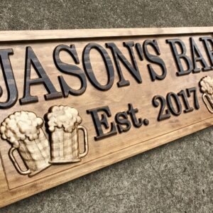 Personalized Bar Sign Custom Carved Wood Sign Personalized Wood Sign Groomsmen Gift Cabin Sign Man Cave Sign Pub Rustic Home Decor Housewarming Gift Wine Cellar Beer Basement Bar Decor